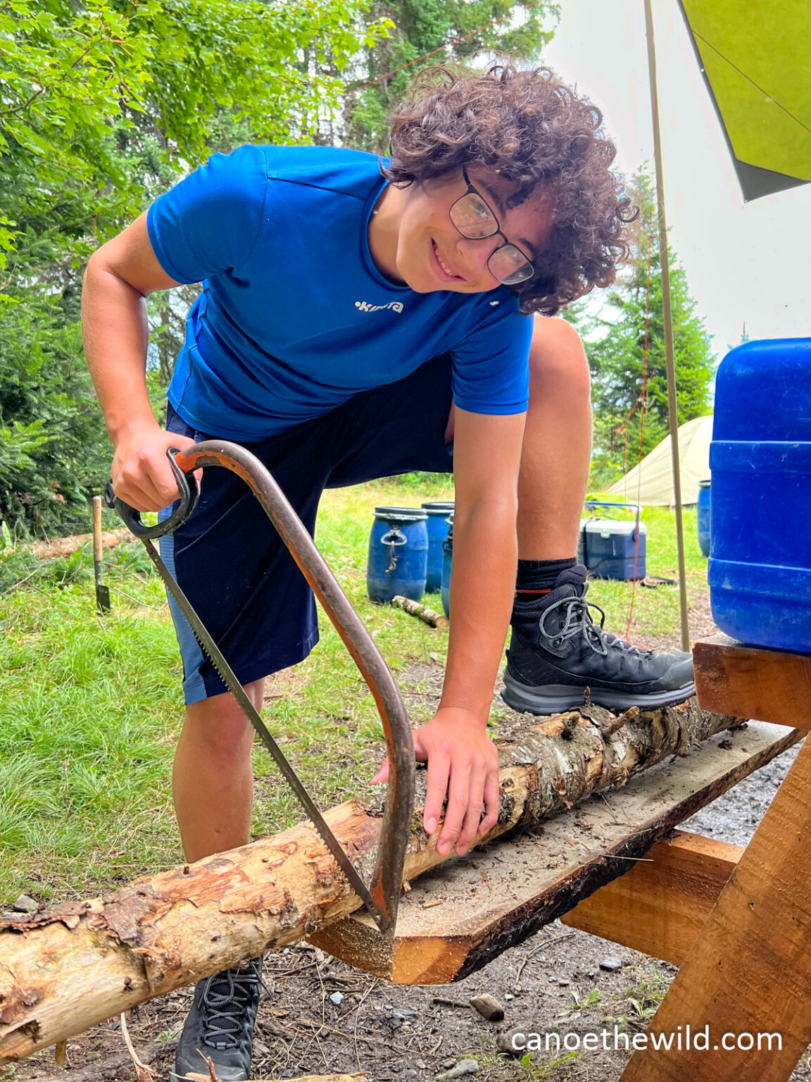 Yul taking part in camp chores - Canoe the Wild